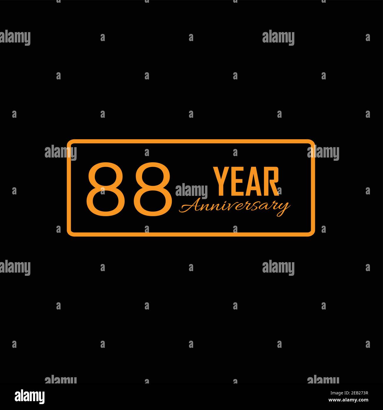 88 Happy year anniversary lettering text banner, black color. Vector ...
