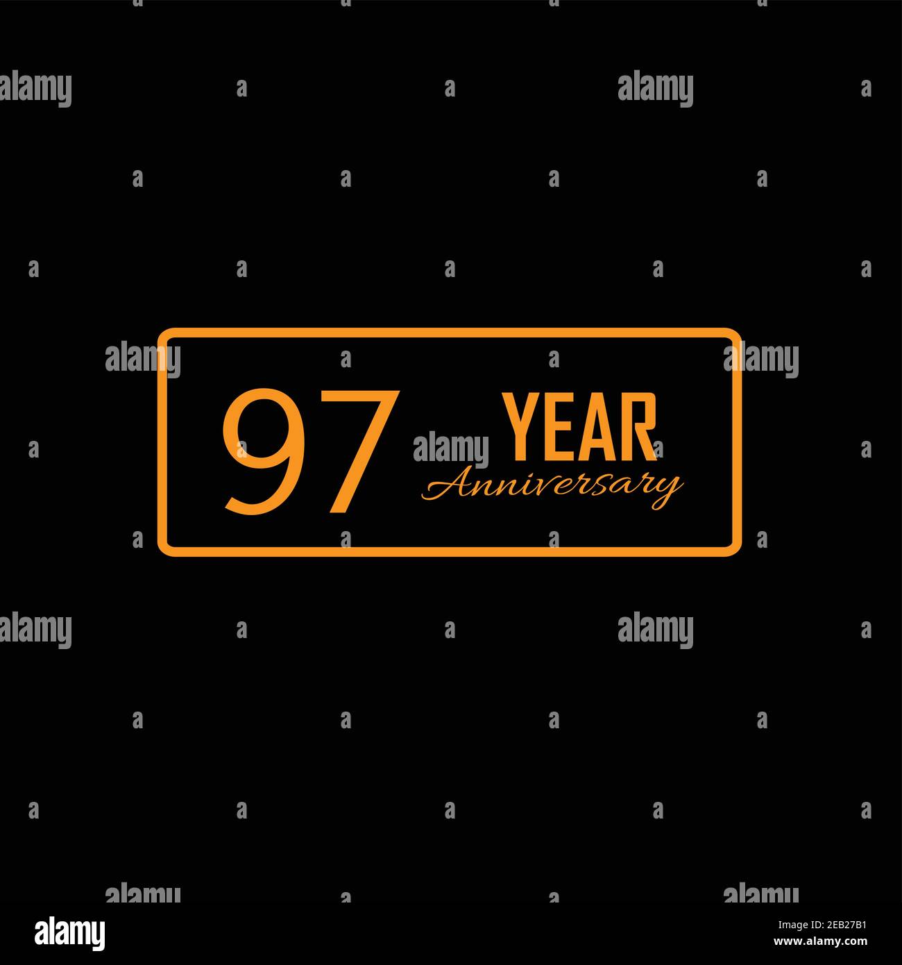 97 Happy year anniversary lettering text banner, black color. Vector ...