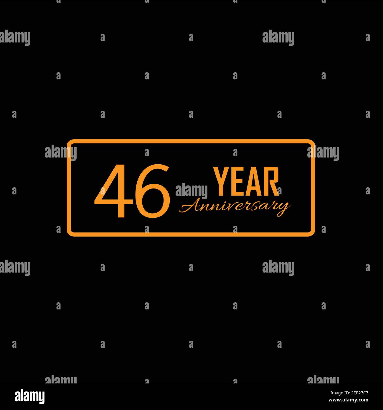 46 Happy year anniversary lettering text banner, black color. Vector ...