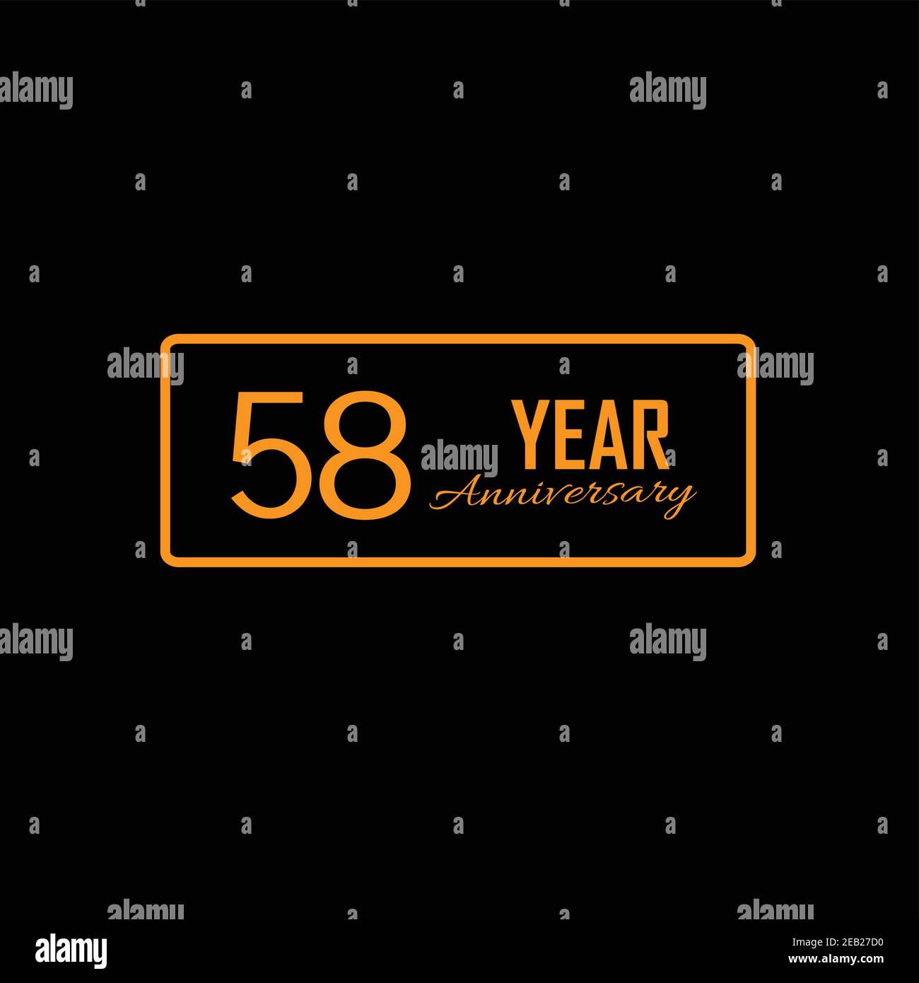 58 Happy year anniversary lettering text banner, black color. Vector ...