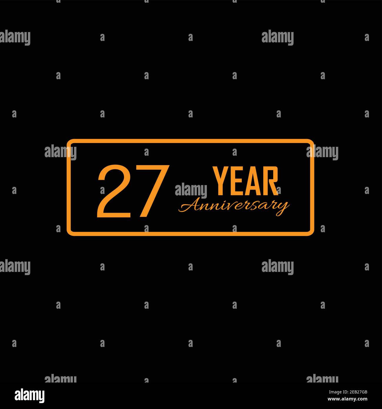 27 Happy year anniversary lettering text banner, black color. Vector ...