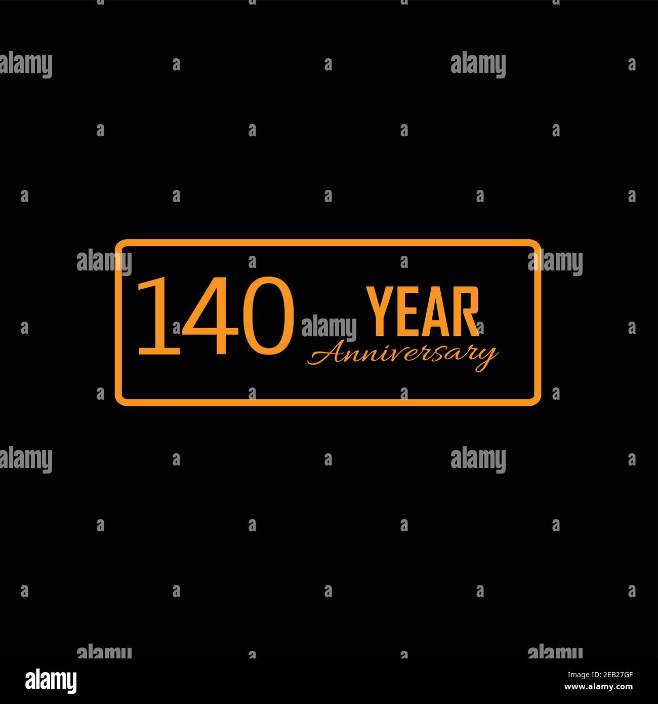 140 Happy year anniversary lettering text banner, black color. Vector ...
