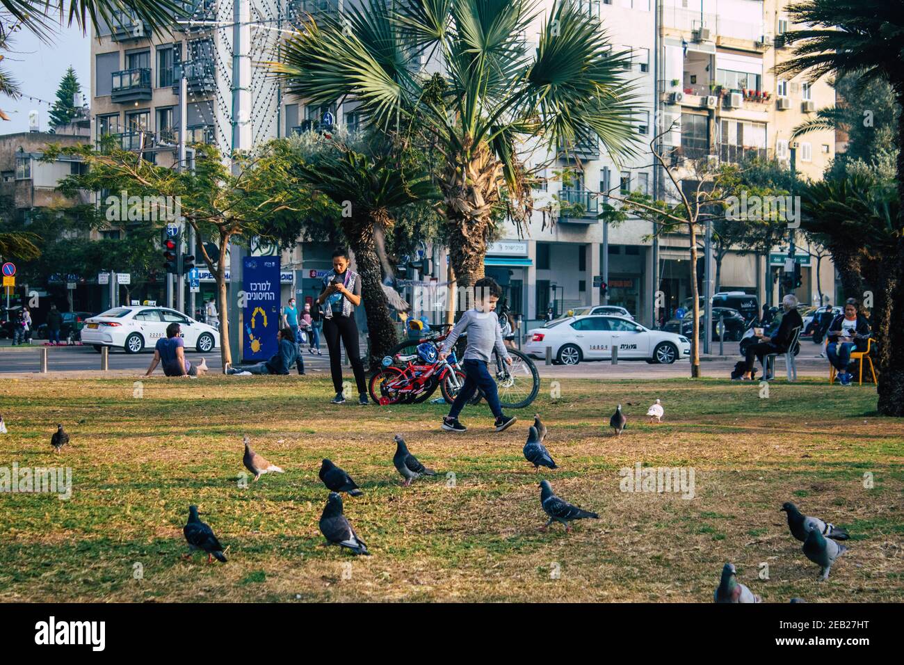 Tel Aviv Israel February 11, 2021 Unidentified Israeli people at Rabin ...