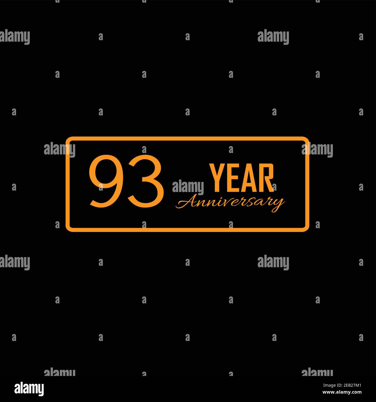 93 Happy year anniversary lettering text banner, black color. Vector ...