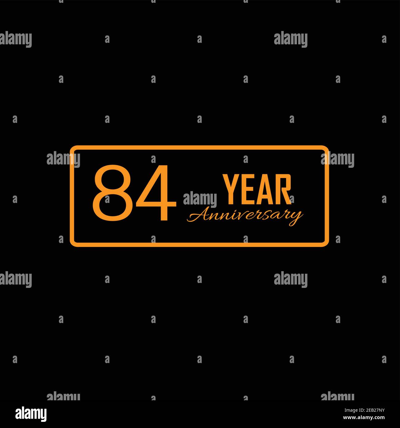 84 Happy year anniversary lettering text banner, black color. Vector ...