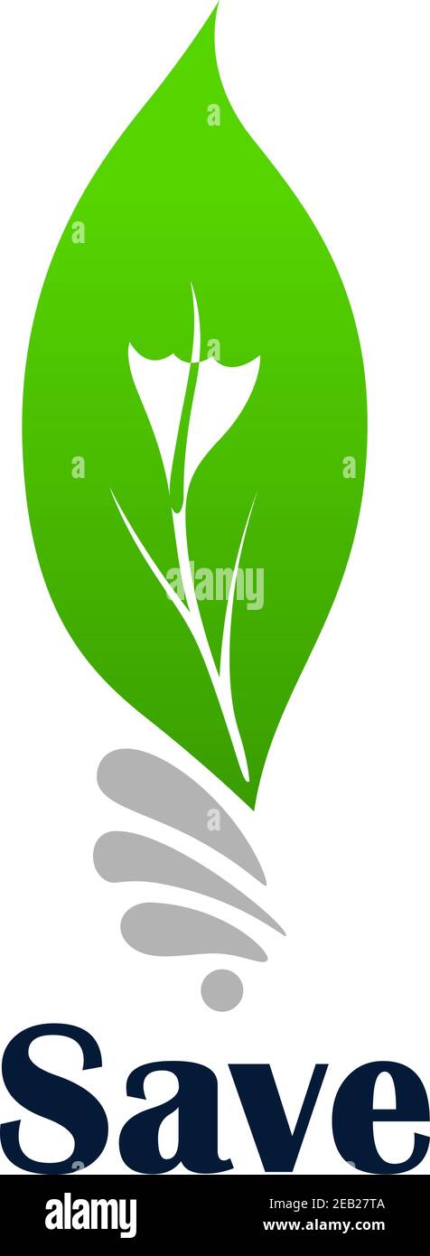 Light bulb symbol with green leaf for ecology or save energy concept ...