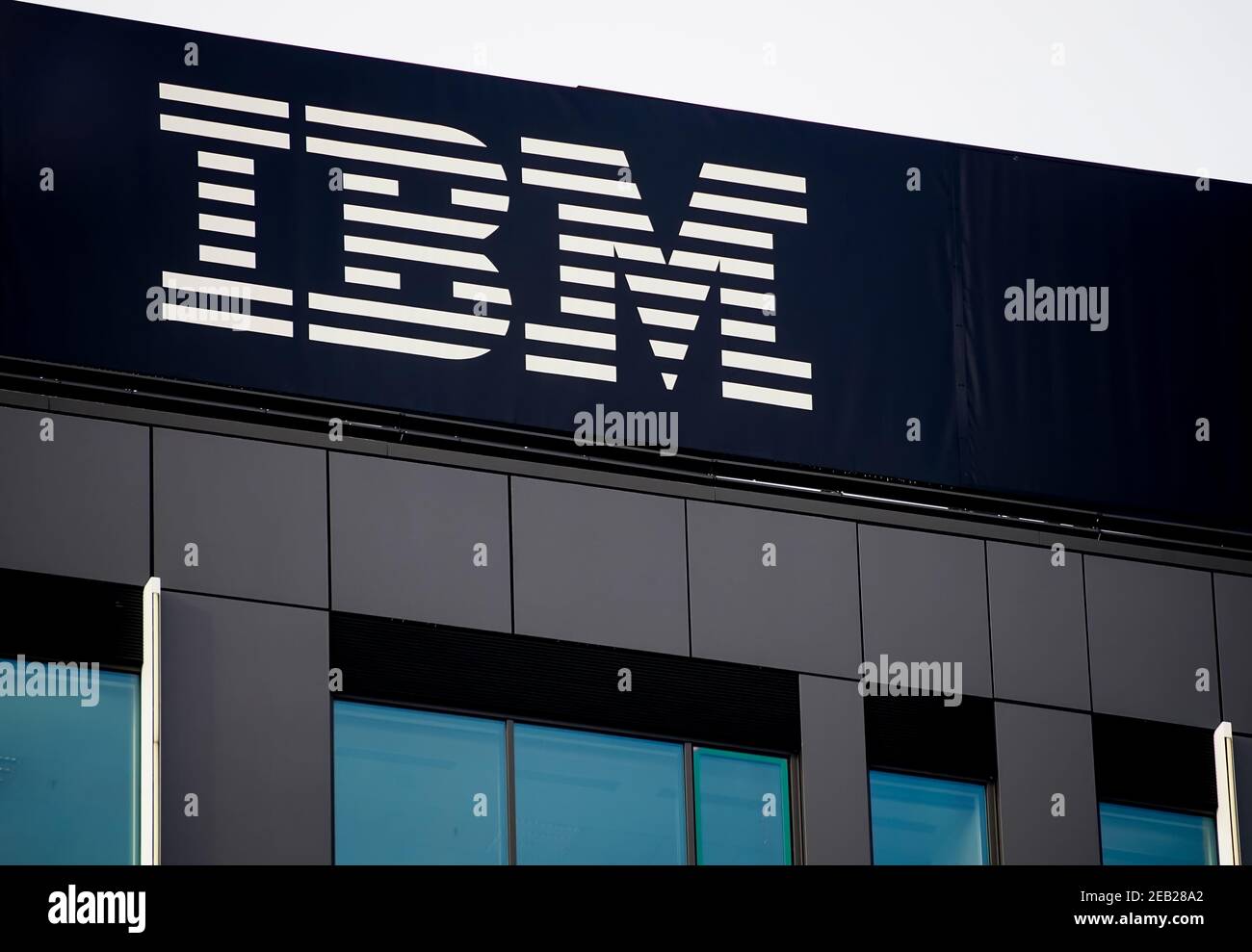 Bucharest, Romania - January 19, 2021: The IBM logo is seen on the top ...