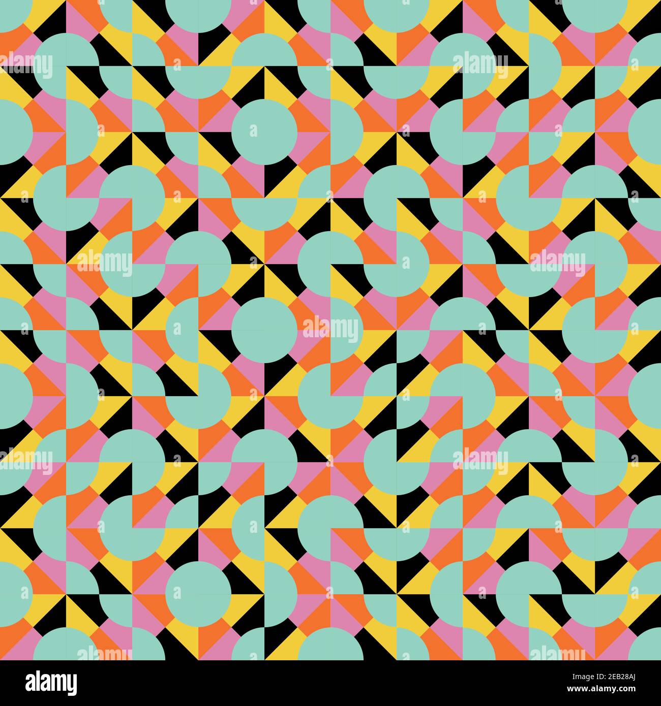 Vector truchet geometric seamless pattern background. Retro multicolor ...