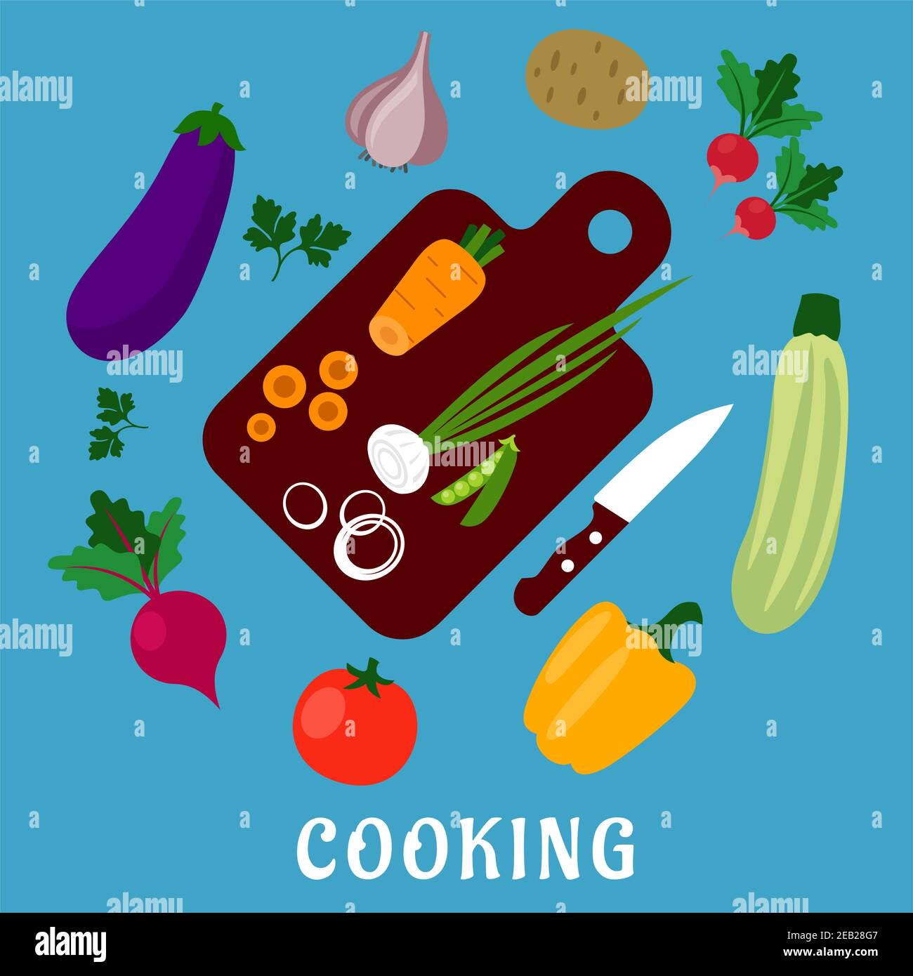 Cooking process of a vegetable vegetarian salad with knife, chopping ...