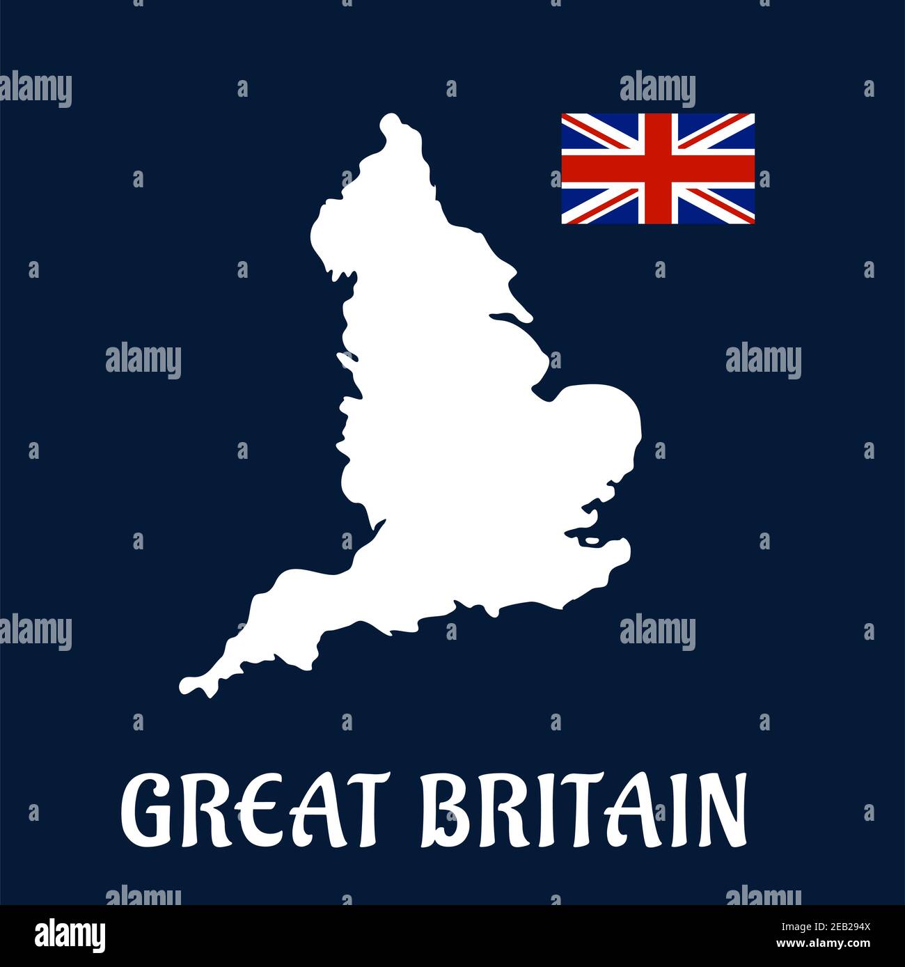 Great Britain country flat icon or emblem with a white silhouette map ...