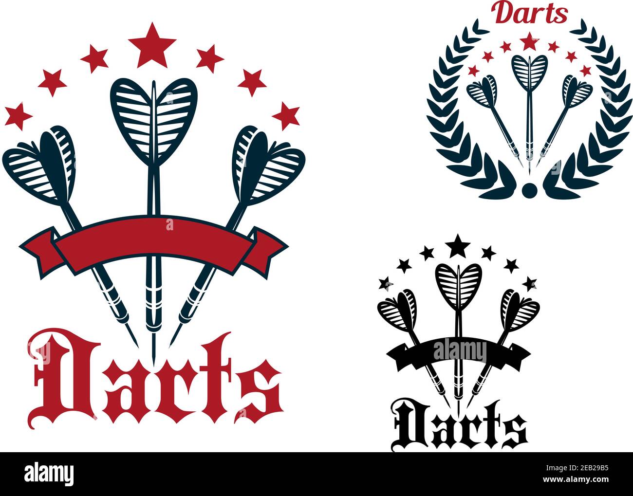 Darts game sporting emblems and symbols in retro style. Darts arrows ...
