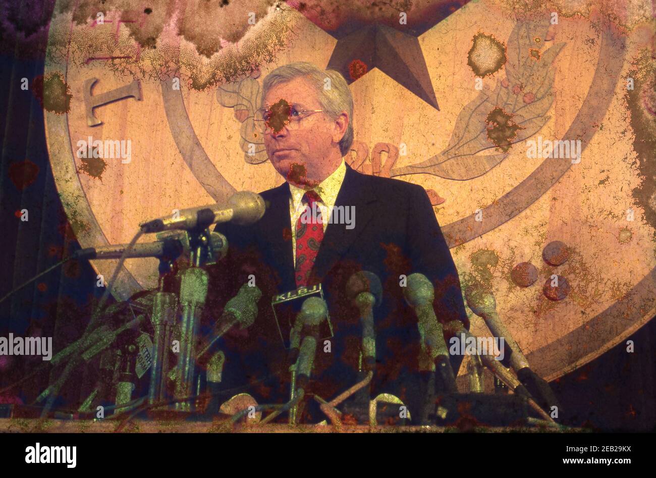 Austin, Texas USA: Texas Governor Mark White at the podium during a ...
