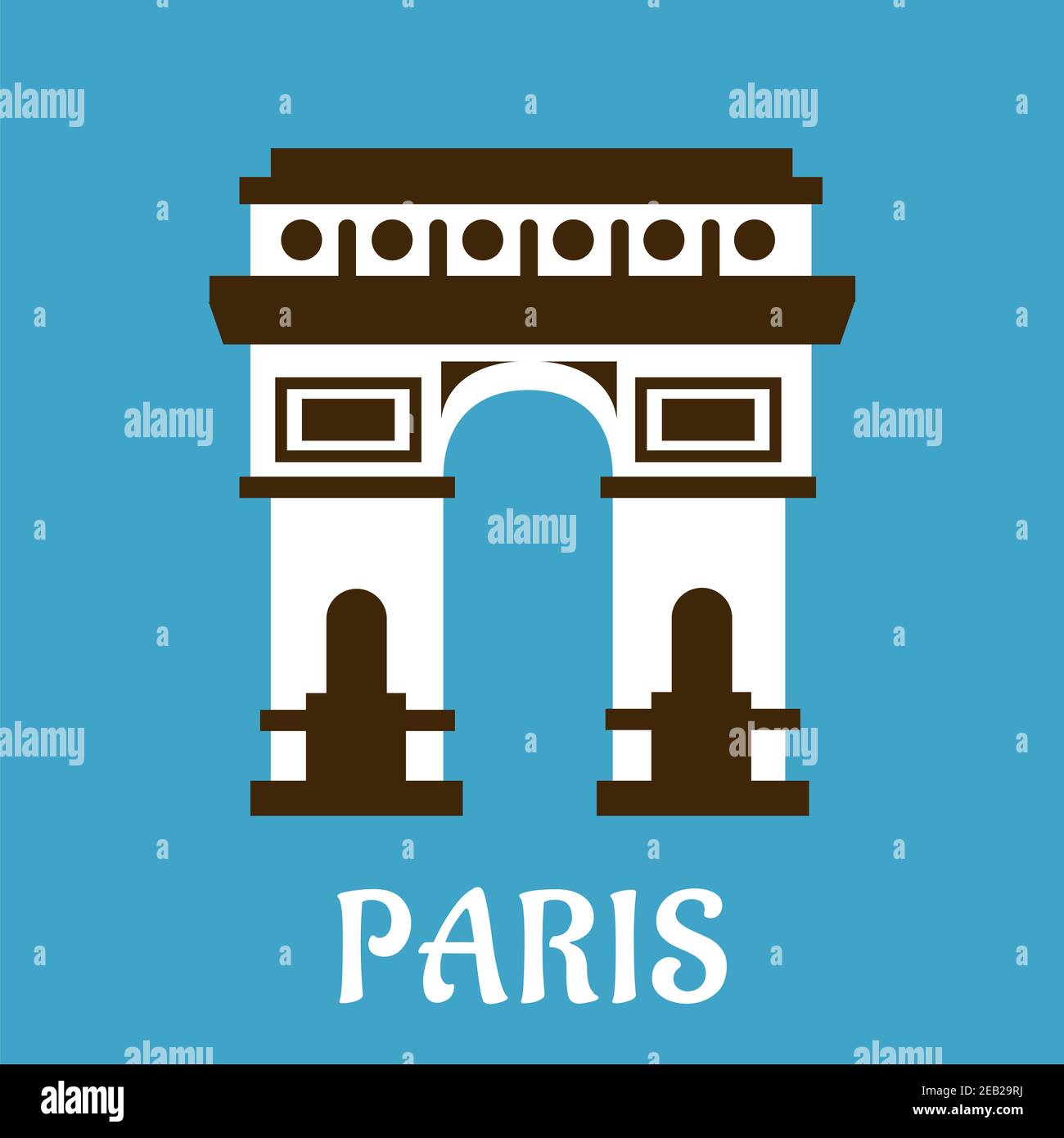 Arc de Triomphe travel landmark icon in flat style depicting exterior ...