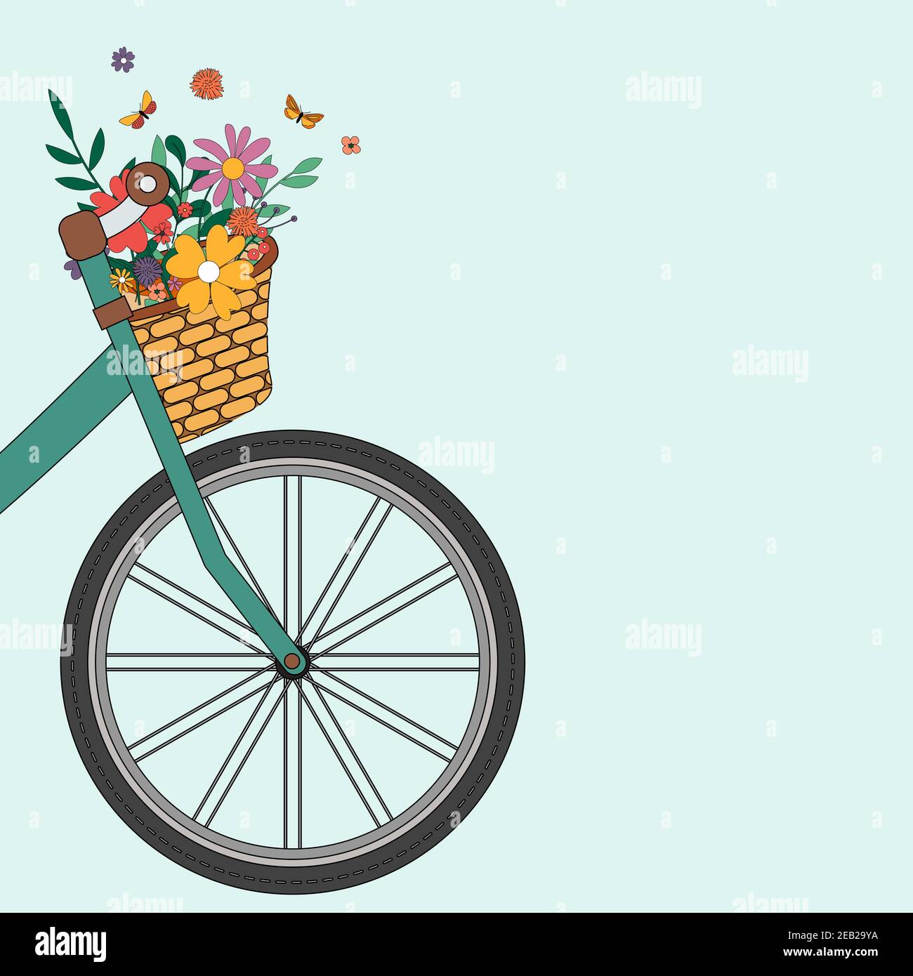 Bicycle with a bouquet of spring flowers. Vector Illustration. EPS10 ...