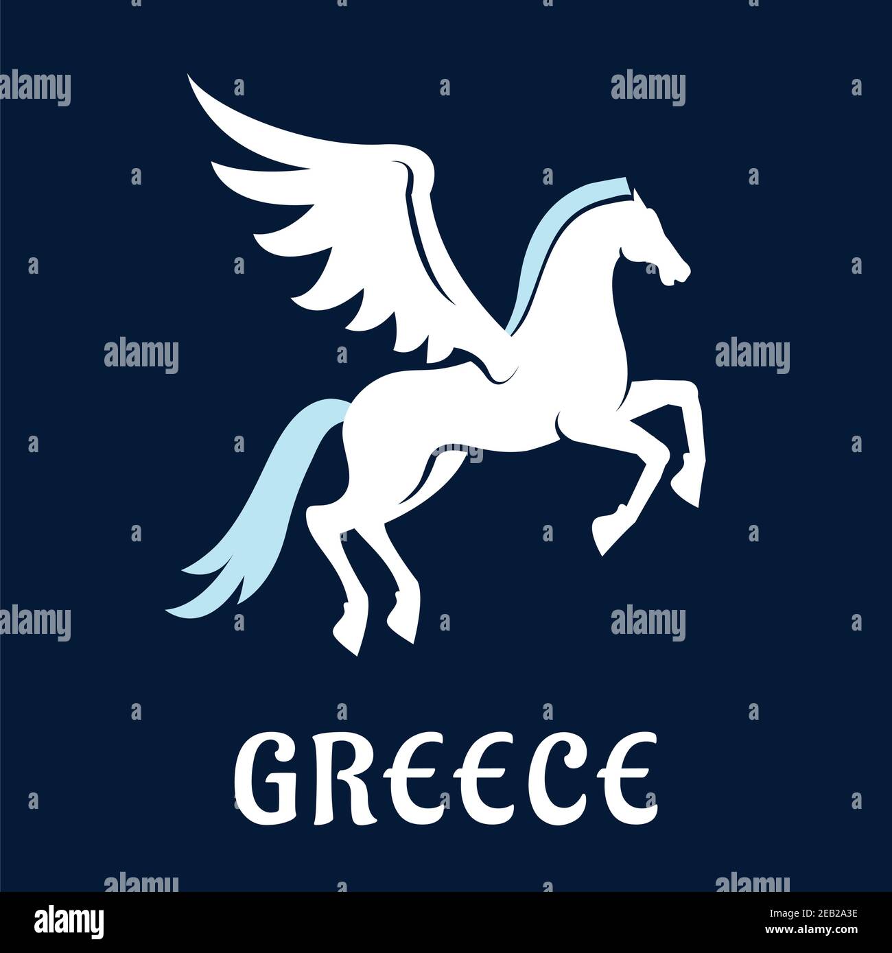 Pegasus symbol in flat style with ancient greek mythology winged white ...
