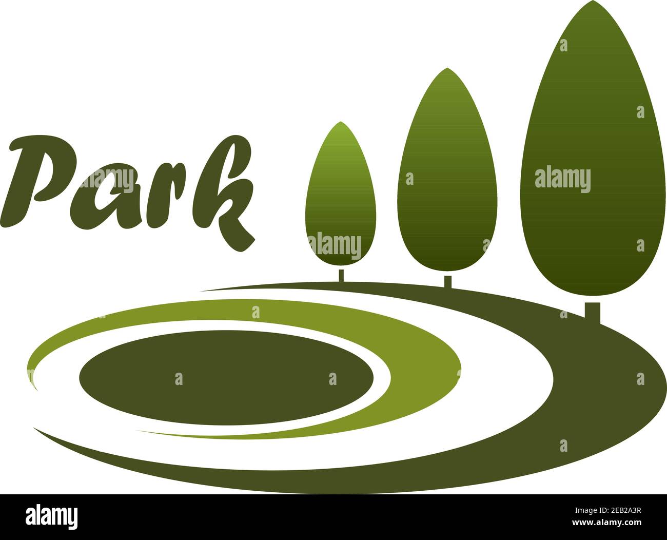 Public city park landscape design abstract symbol with green grass ...