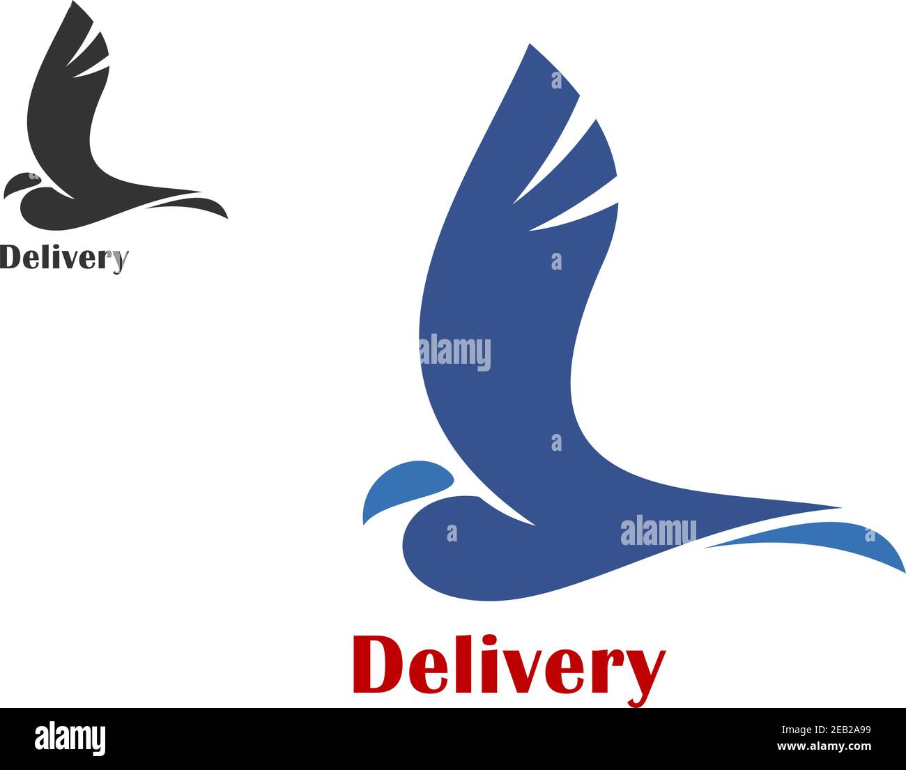Fast delivery concept with a stylized silhouette of a flying bird in ...