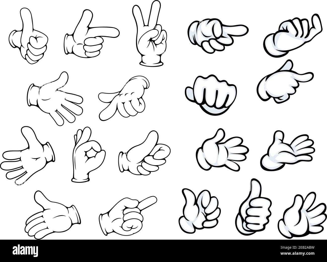 Hand gestures and pointers in comics cartoon style for advertisment or ...