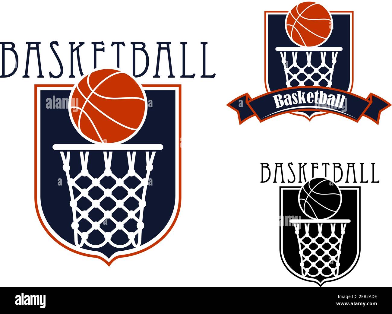 Basketball team emblems or badges with basketball backboards in form of ...