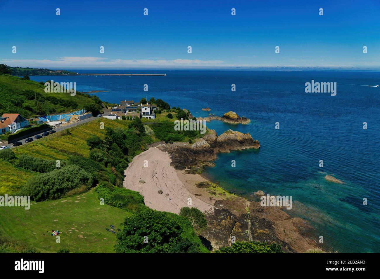 View from Mont Orguiel Castle towards St.Catherines Breakwater,Jersey ...