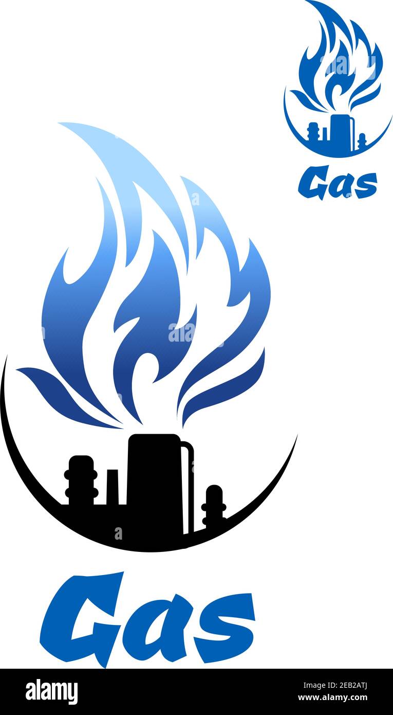 Natural gas refinery factory icon with nozzle of industrial plant pipe ...