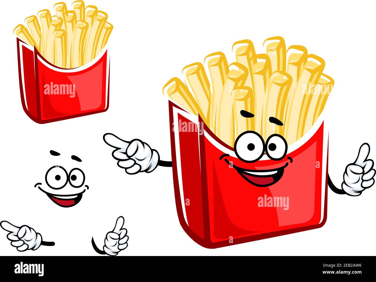 Funny french fries box cartoon character with takeaway red box with ...