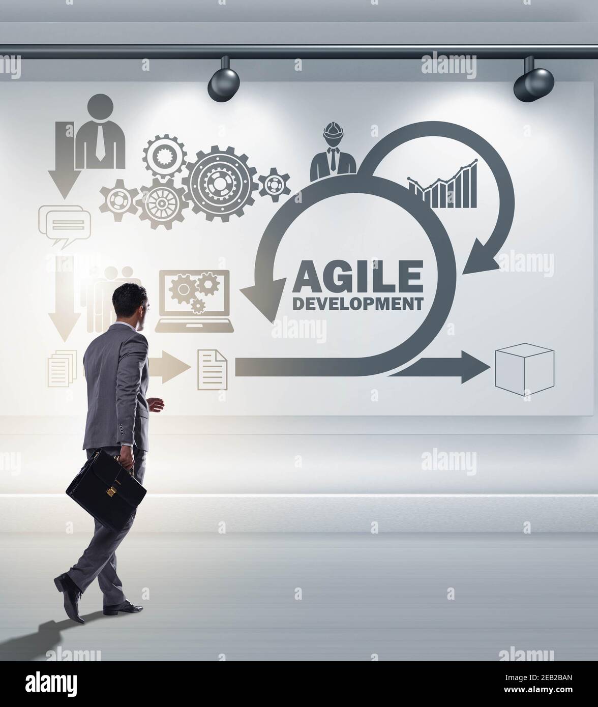 The businessman in agile software development concept Stock Photo - Alamy