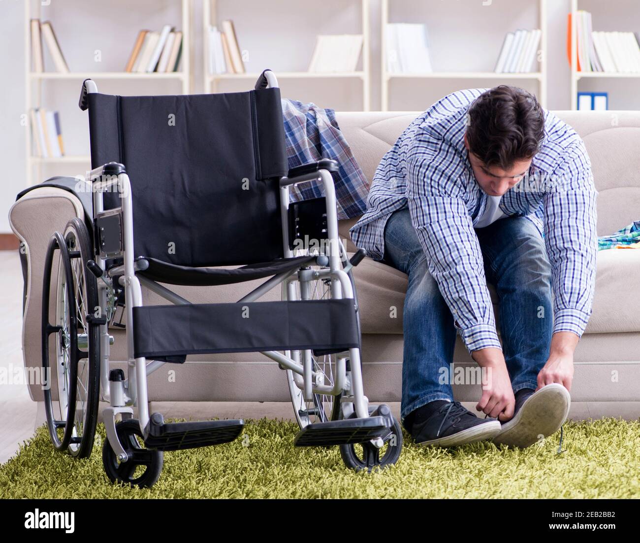 The disabled man recovering at home Stock Photo - Alamy