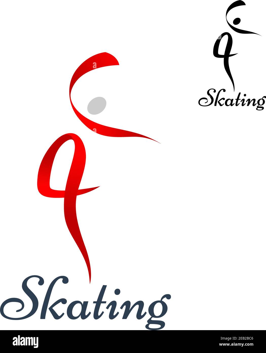 Figure skating symbol with dancing woman silhouette composed of red ...