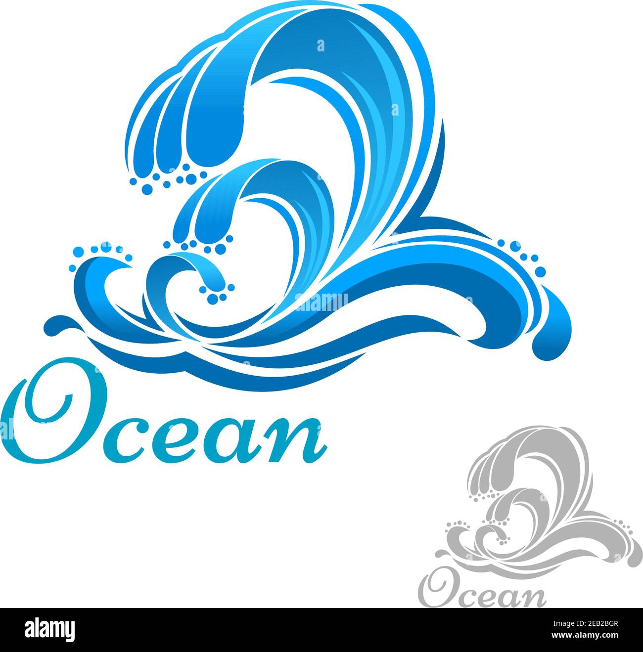 Blue sea wave of ocean surf symbol for ecology, business or nature ...