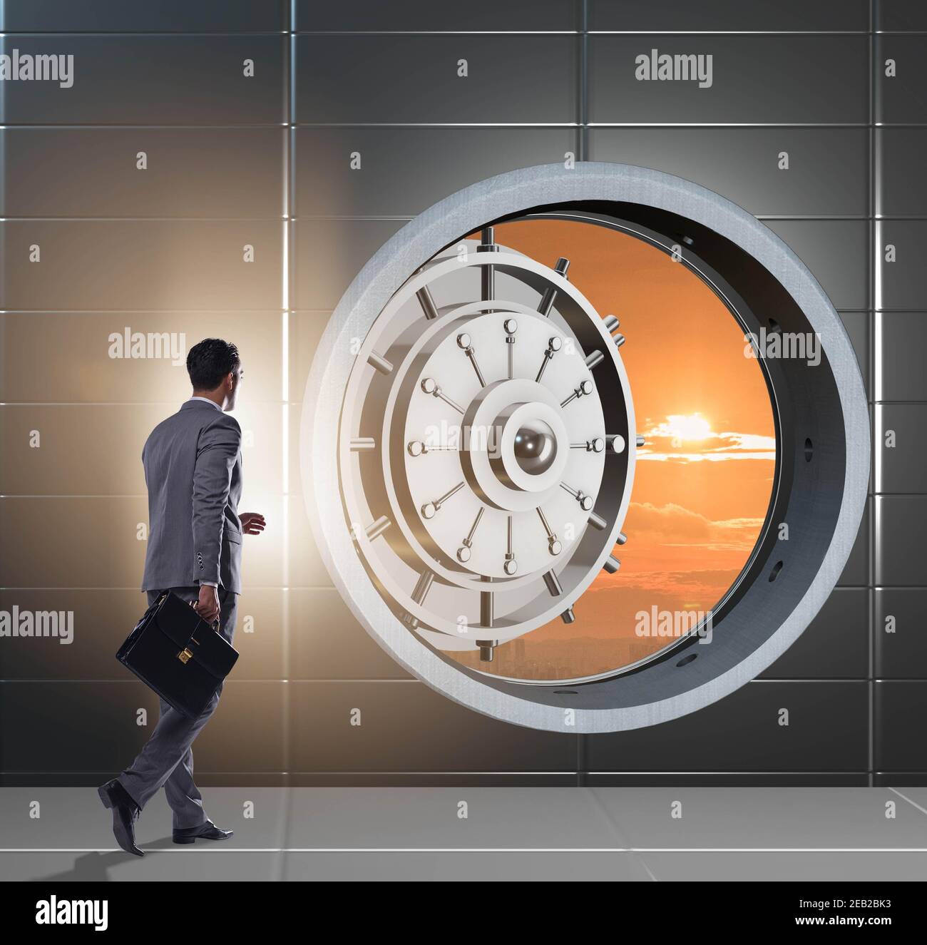 The businessman looking for freedom at the exit Stock Photo - Alamy