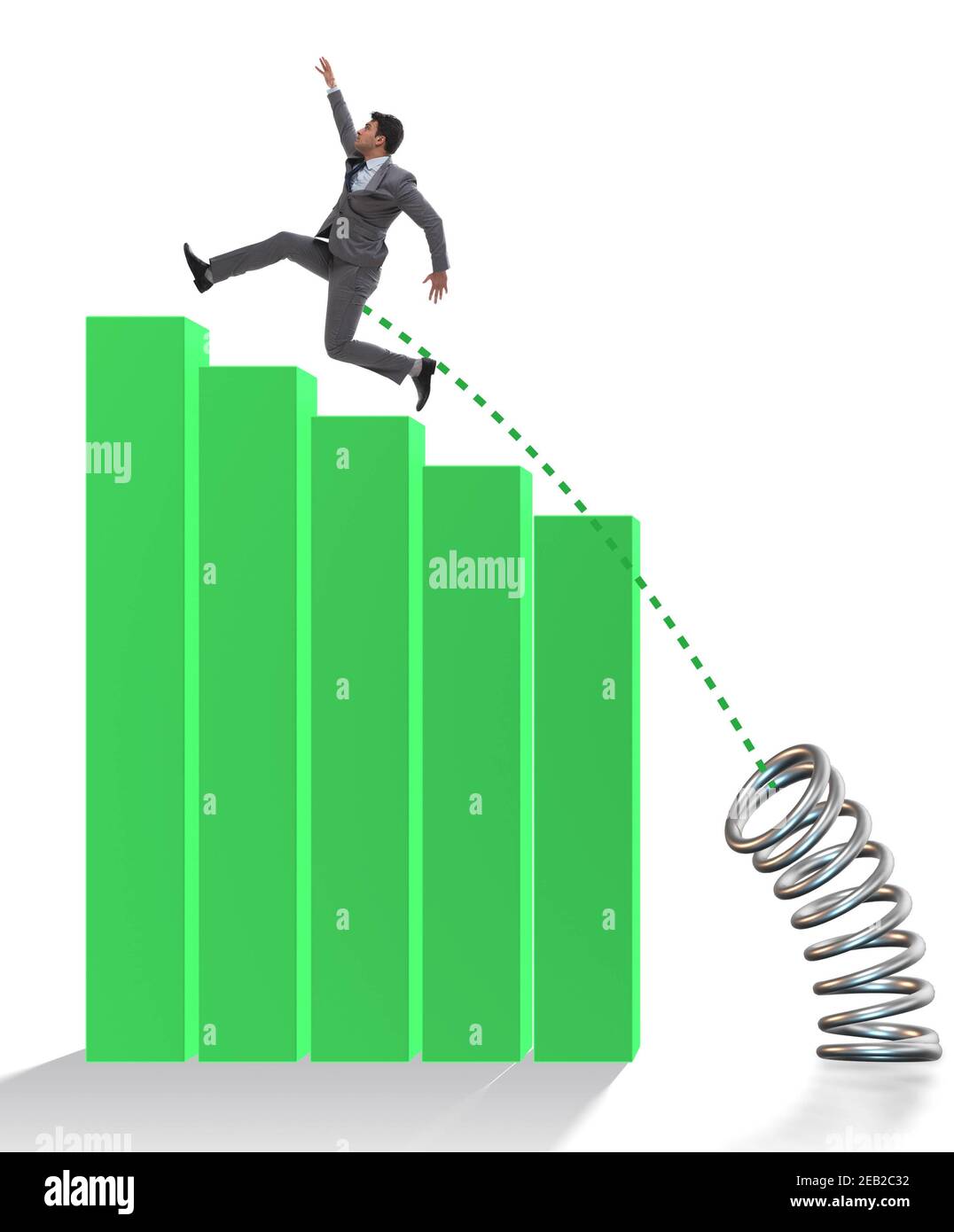 The business people jumping over bar charts Stock Photo - Alamy