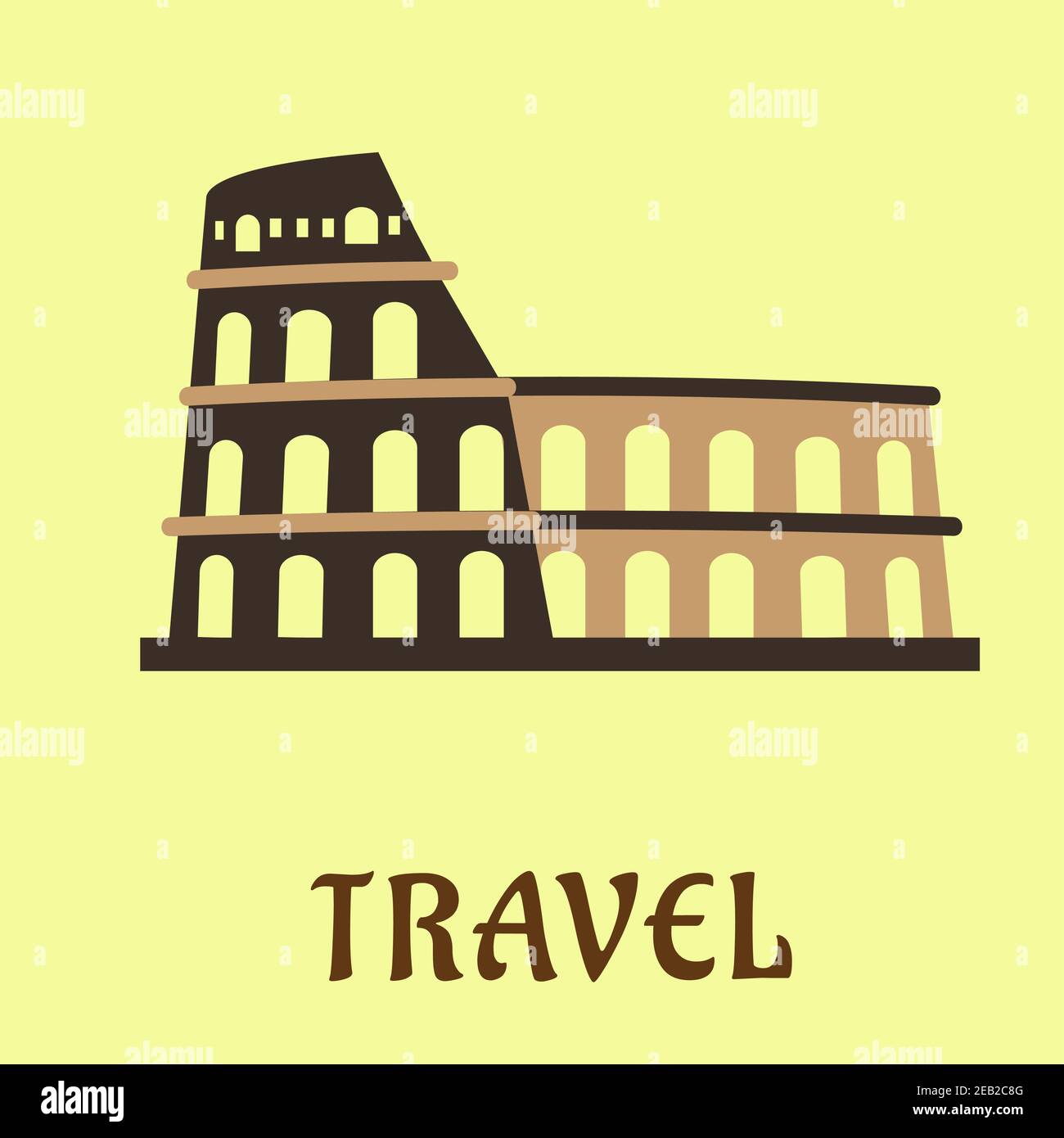 Colosseum symbol in flat style with antique stone amphitheatre as ...