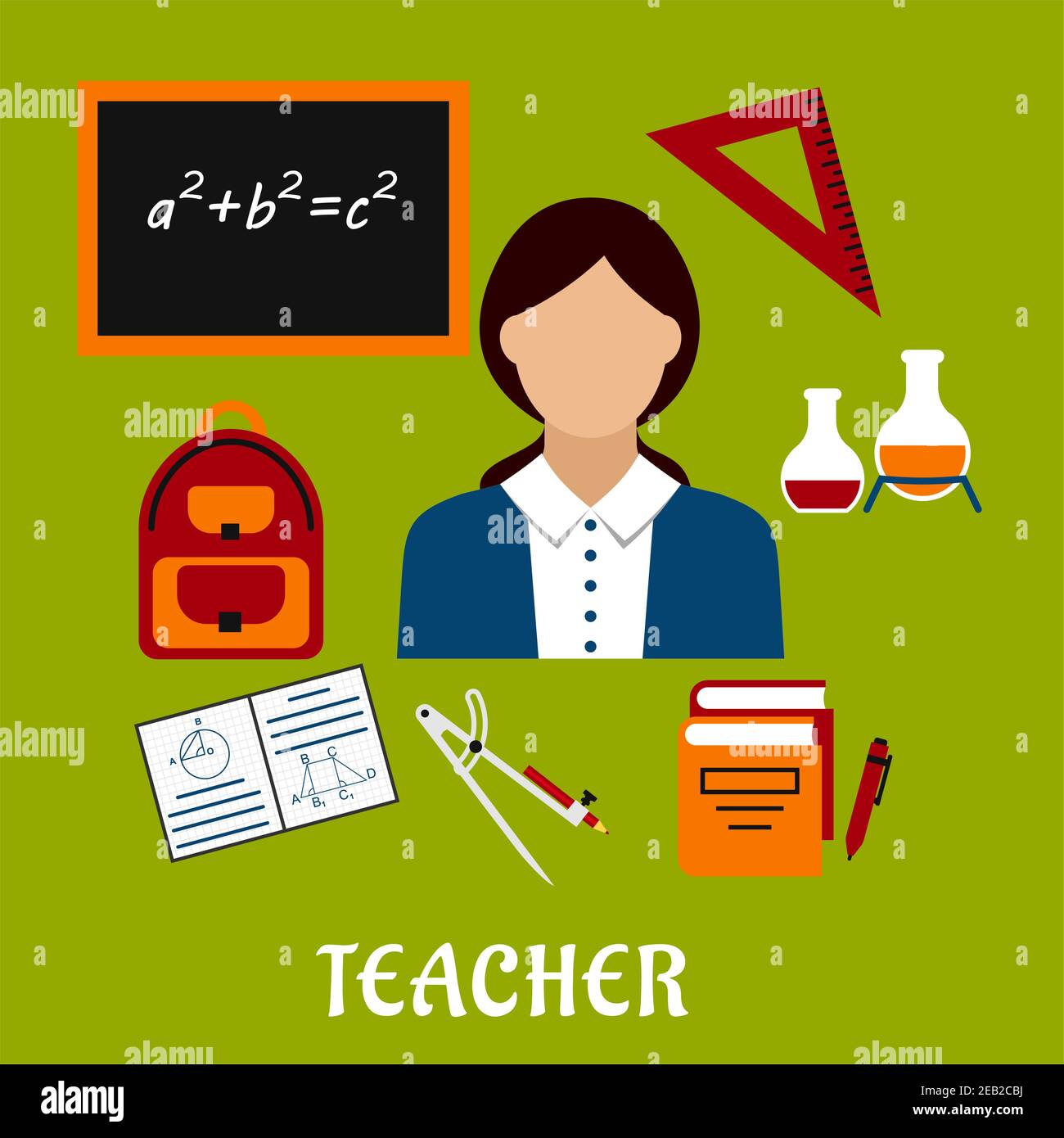 Teacher profession concept design with woman encircled by blackboard ...