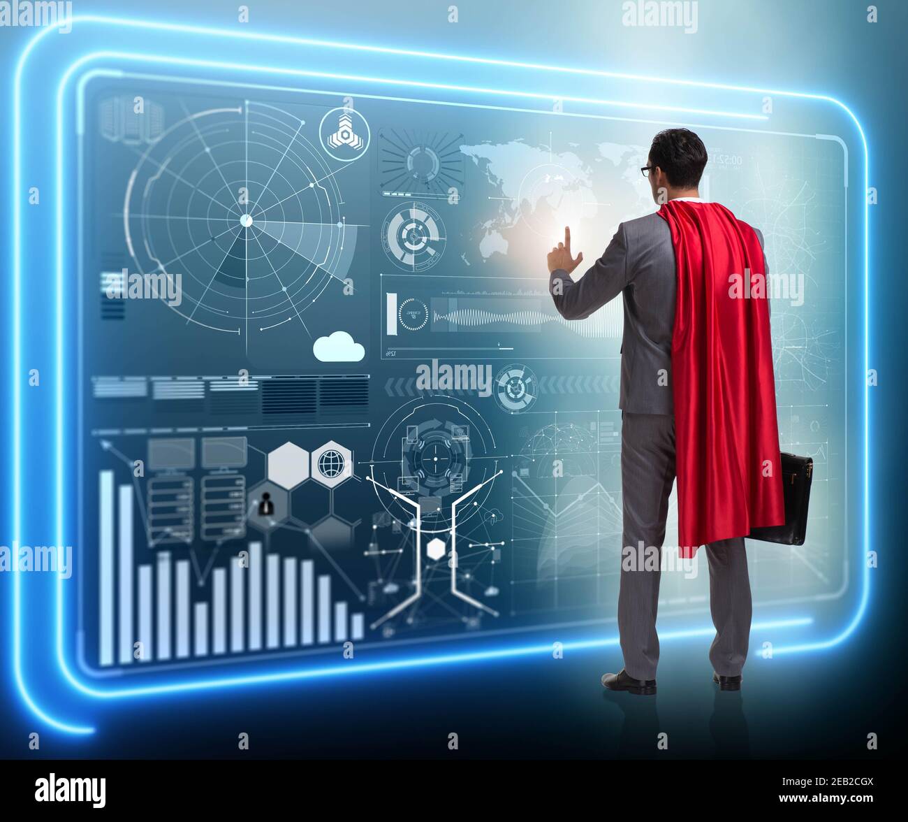 The superhero in data management concept Stock Photo - Alamy