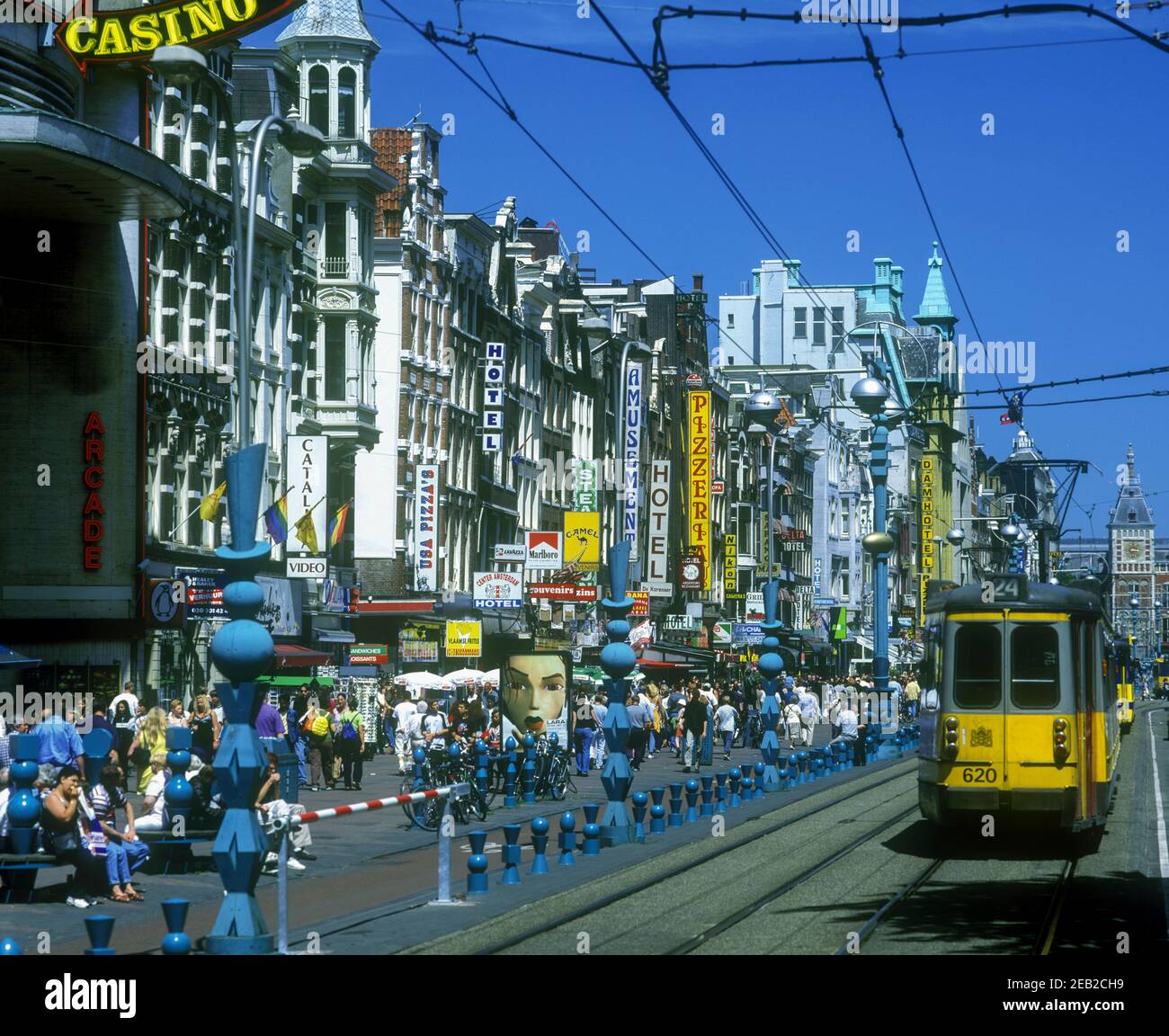 1999 HISTORICAL STREET SCENE TRAM DAMRAK AMSTERDAM HOLLAND Stock Photo ...
