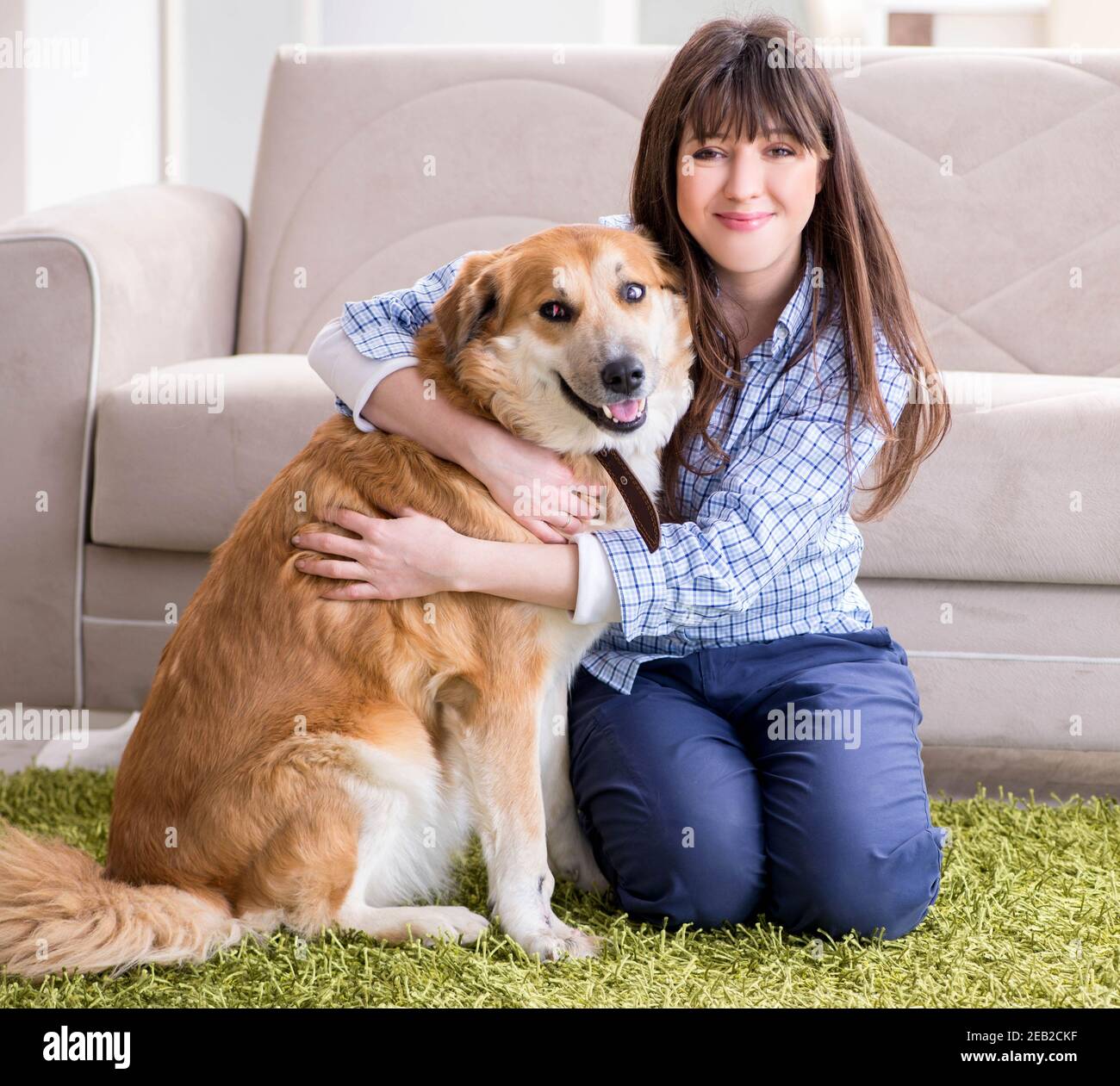 Beautiful girl hugging golden retriever hi-res stock photography and ...