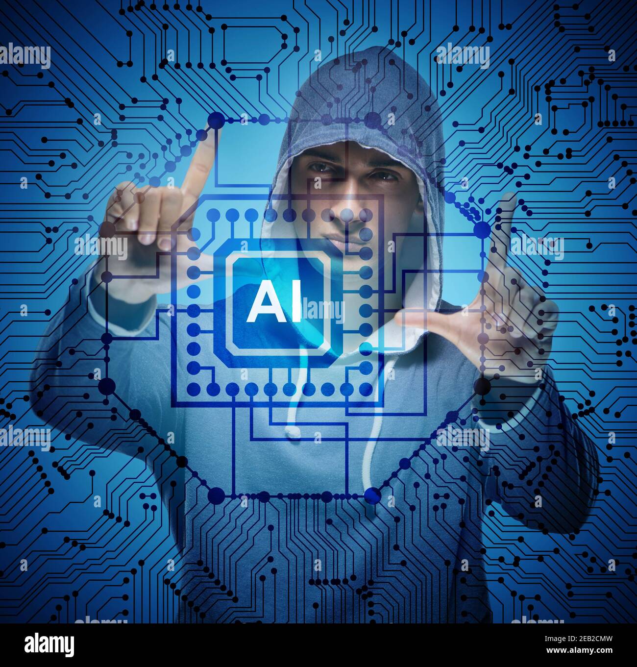 The man in artificial intelligence concept Stock Photo - Alamy
