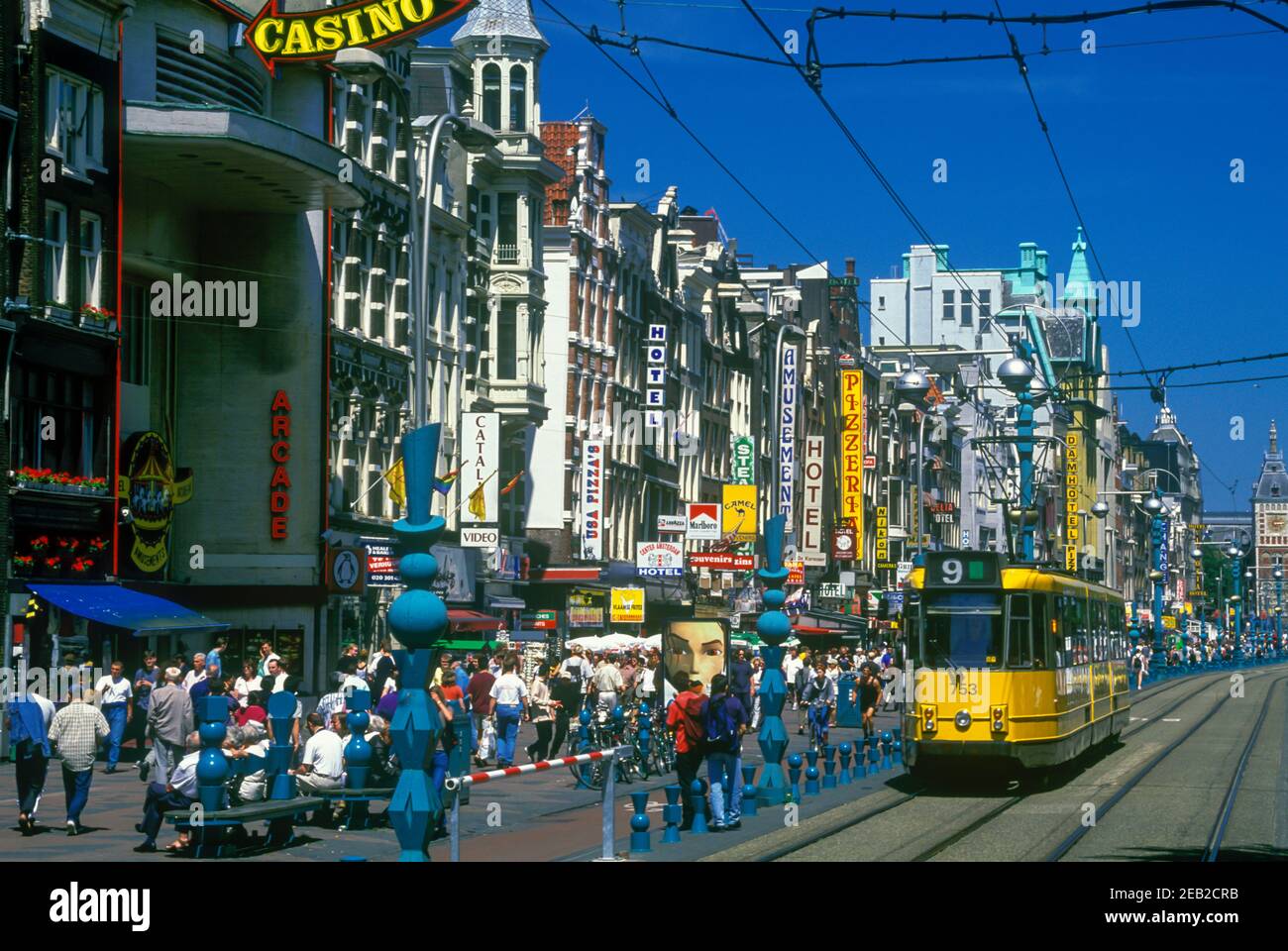 1999 HISTORICAL STREET SCENE TRAM DAMRAK AMSTERDAM HOLLAND Stock Photo ...