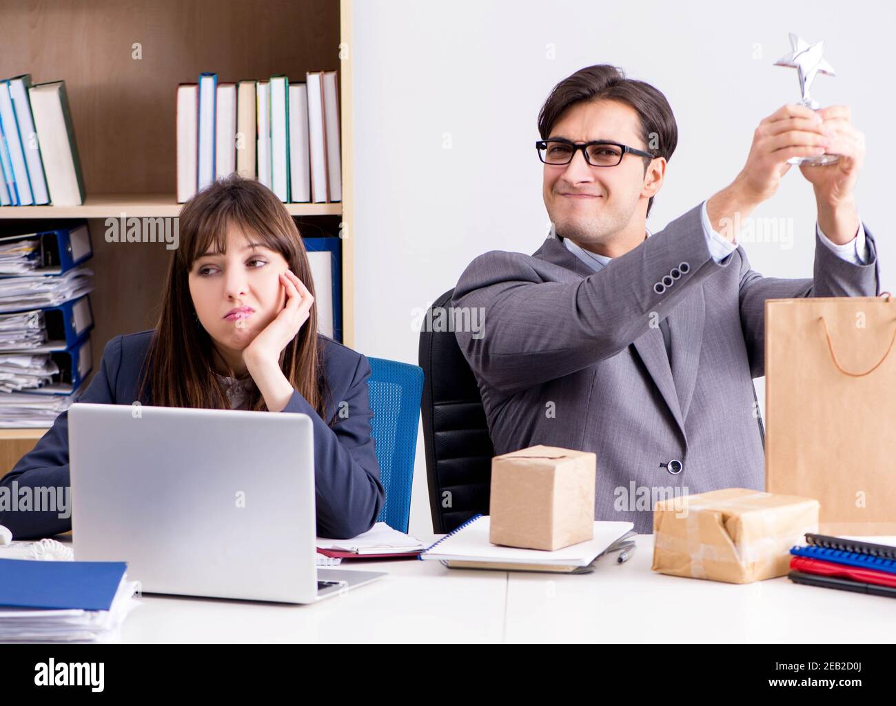 The business people receiving new mail and parcels Stock Photo - Alamy