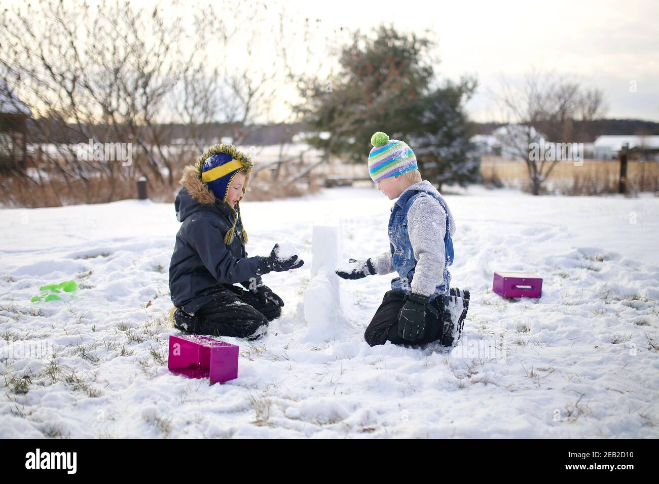 Kids Building A Snow Fort