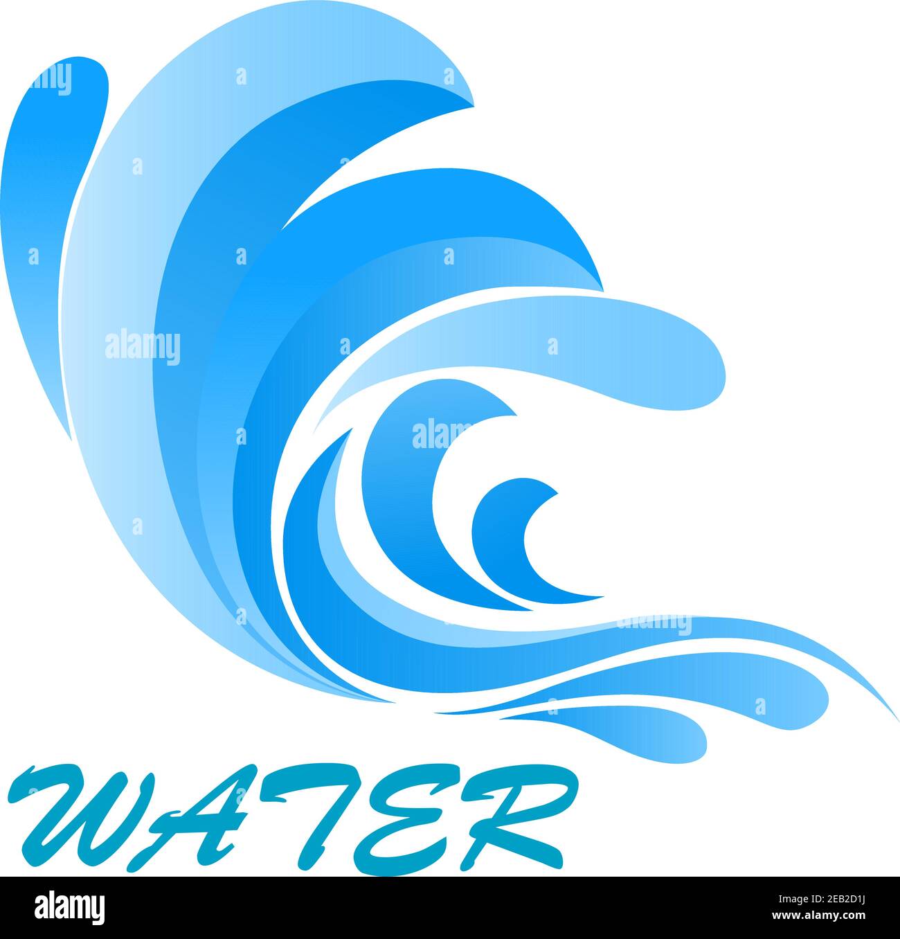 Sea wave symbol with flowing and curving blue water, isolated on white ...