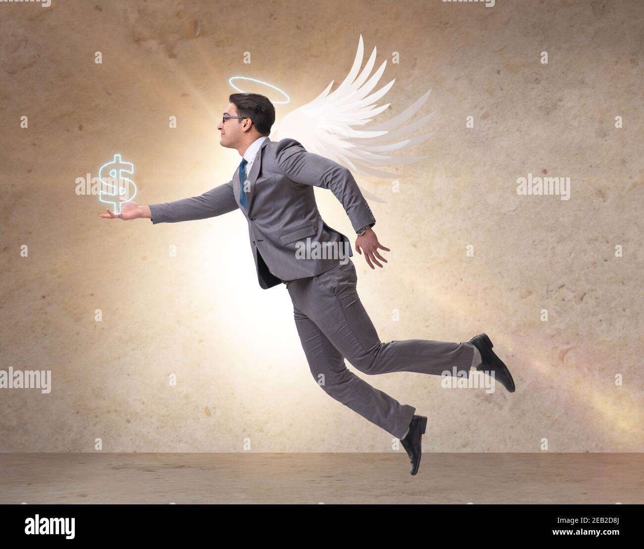 The angel investor concept with businessman with wings Stock Photo - Alamy