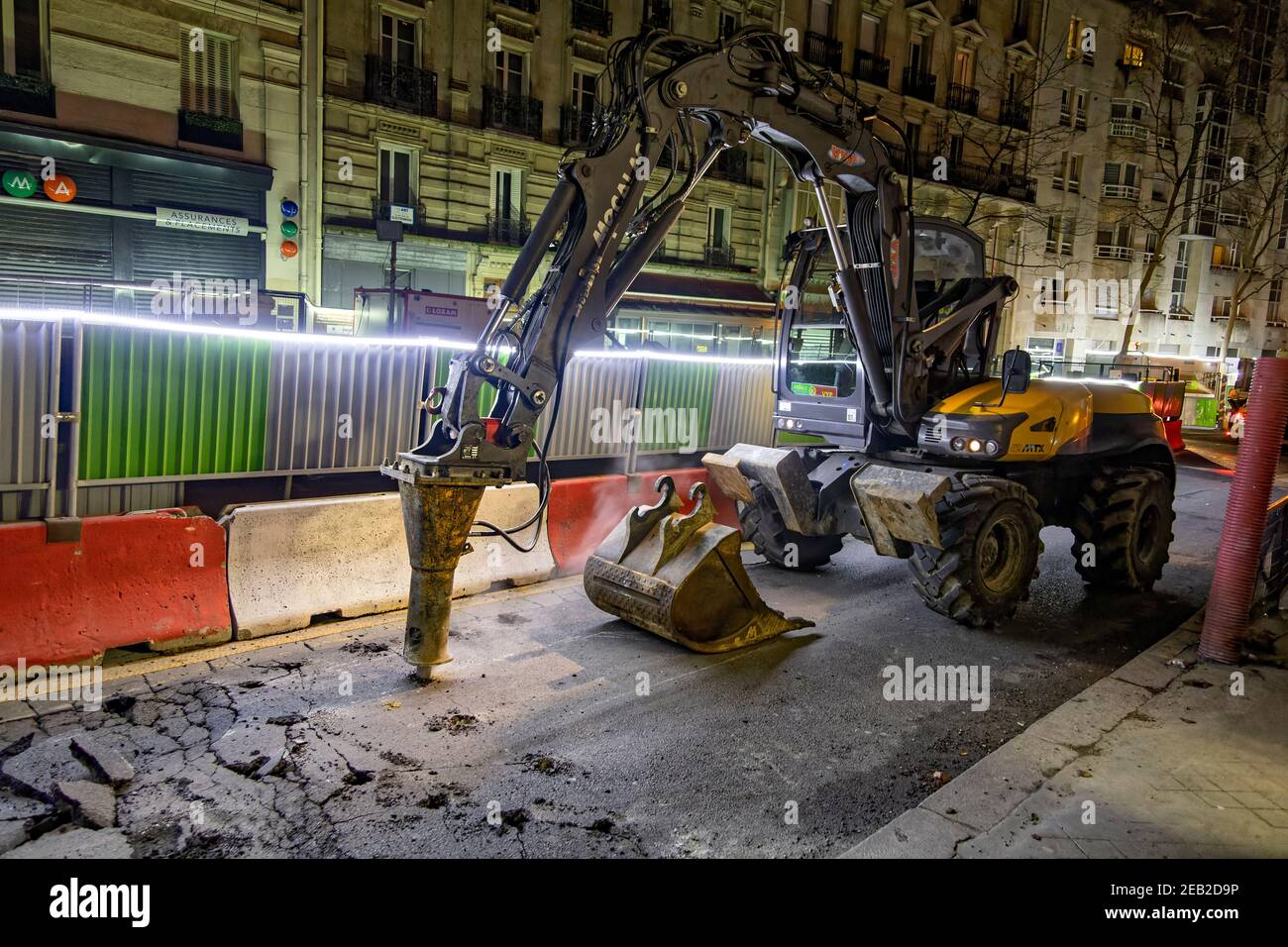Paris, France. 19th Jan, 2021. Repair of the roadway after collapse at ...