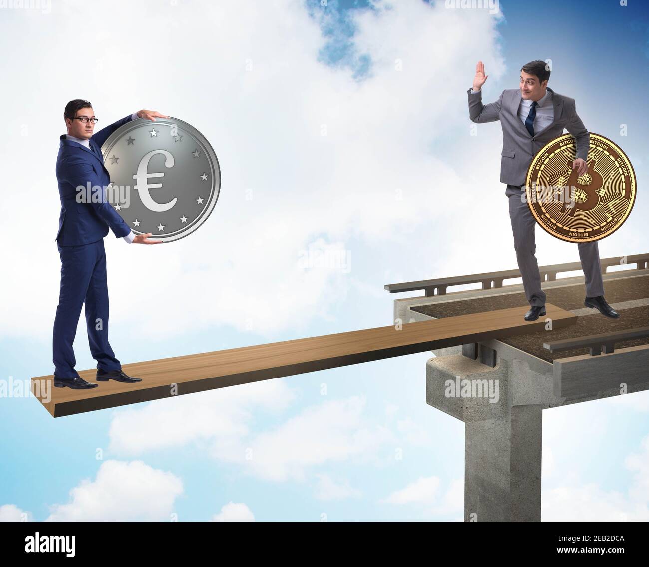 The interdependency concept with two currencies Stock Photo - Alamy