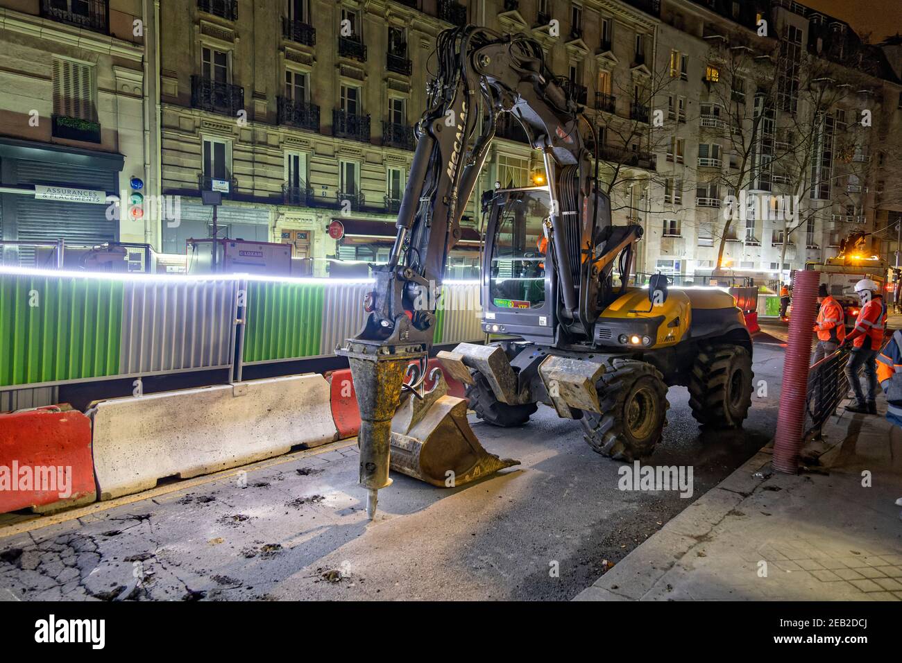 Paris, France. 19th Jan, 2021. Repair of the roadway after collapse at ...