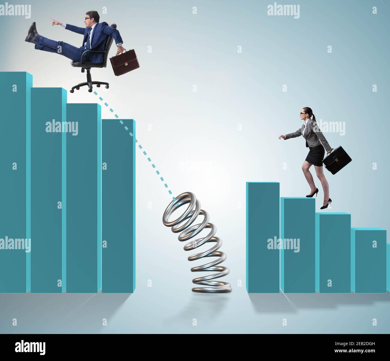 The business people jumping over bar charts Stock Photo - Alamy