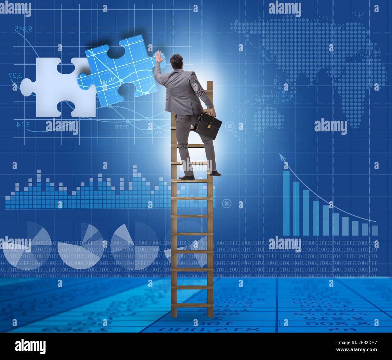 The businessman putting together jigsaw puzzle pieces Stock Photo - Alamy