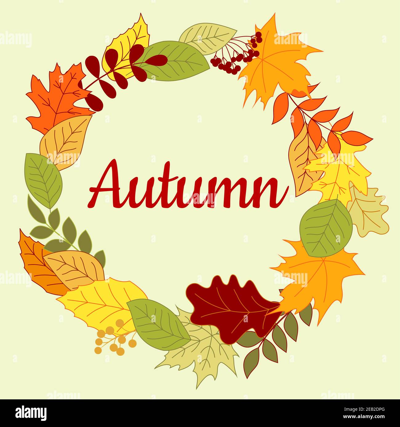 Autumnal leaves frame border with colorful wreath of fallen foliage for ...