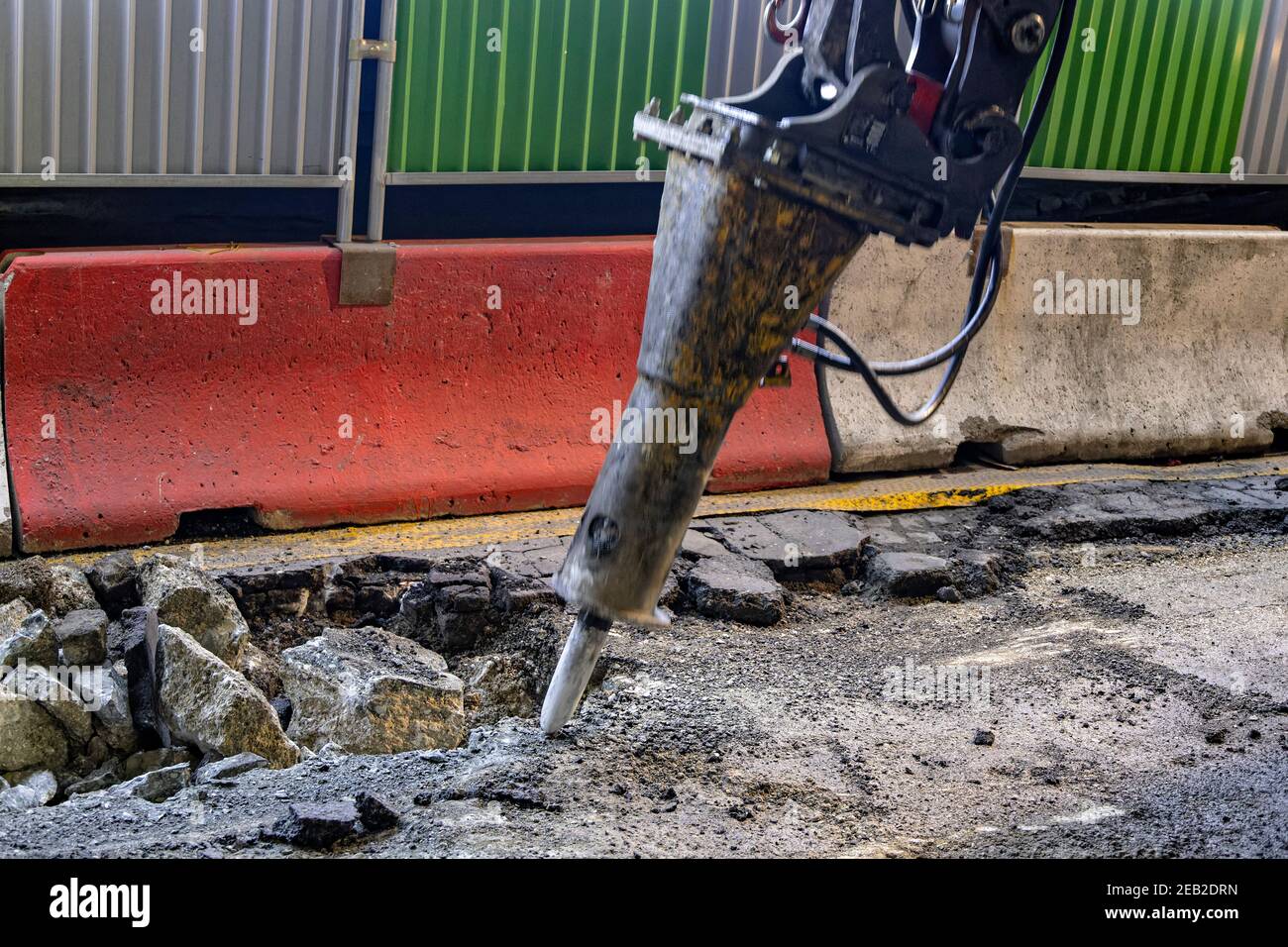 Paris, France. 19th Jan, 2021. Repair of the roadway after collapse at ...